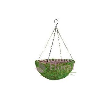 12" Round Lined Green Moss Hanging Container with Chain and Hook ...
