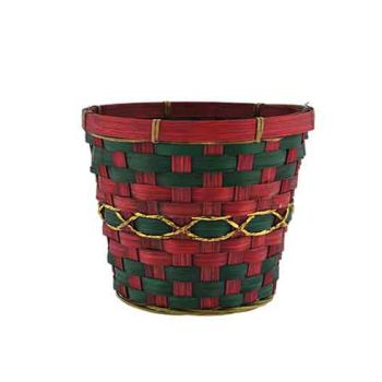 Red & Green Pot Cover Basket for 6" Pot - Potomac Floral Wholesale