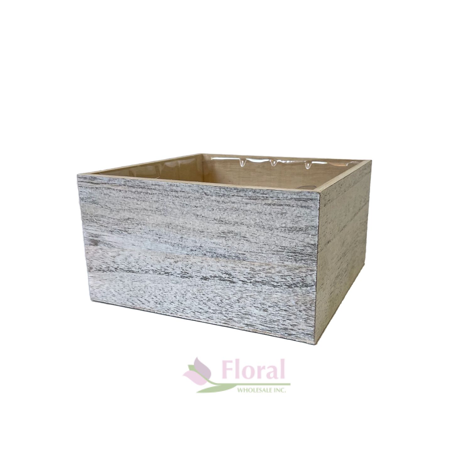 Square 7" x 7" x 4" Tall Wood Box - Potomac Floral Wholesale