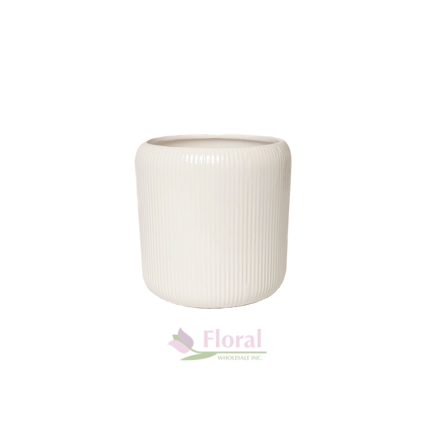 Ceramic 5 1/2" T x 5 1/2" D Ribbed Pot - White - Potomac Floral Wholesale