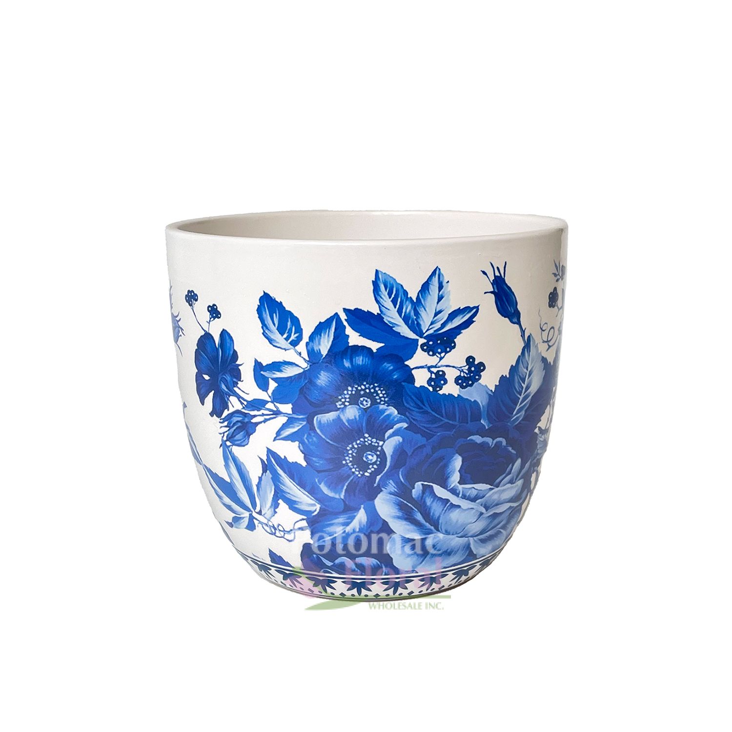 White and Blue Ceramic 6-1/4" - Floral Pot - Potomac Floral Wholesale
