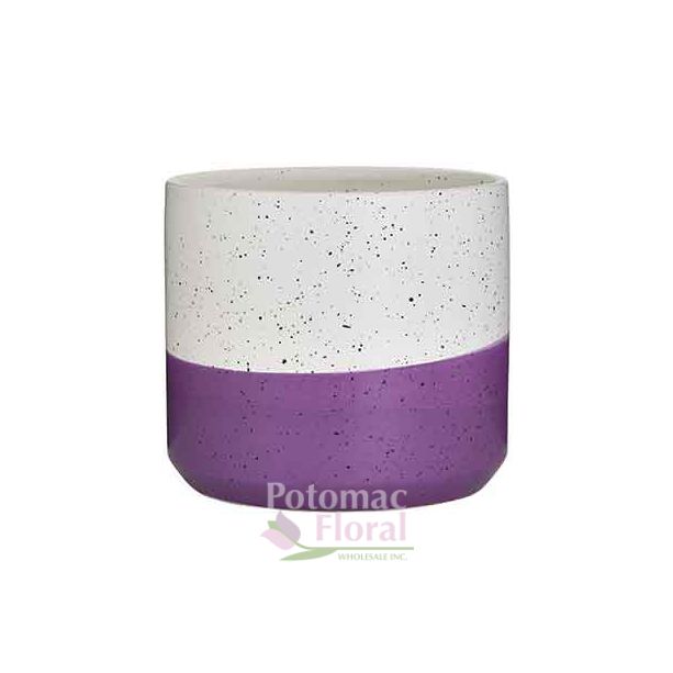 Ceramic 7" Two Tone Pot - White & Lilac - Potomac Floral Wholesale