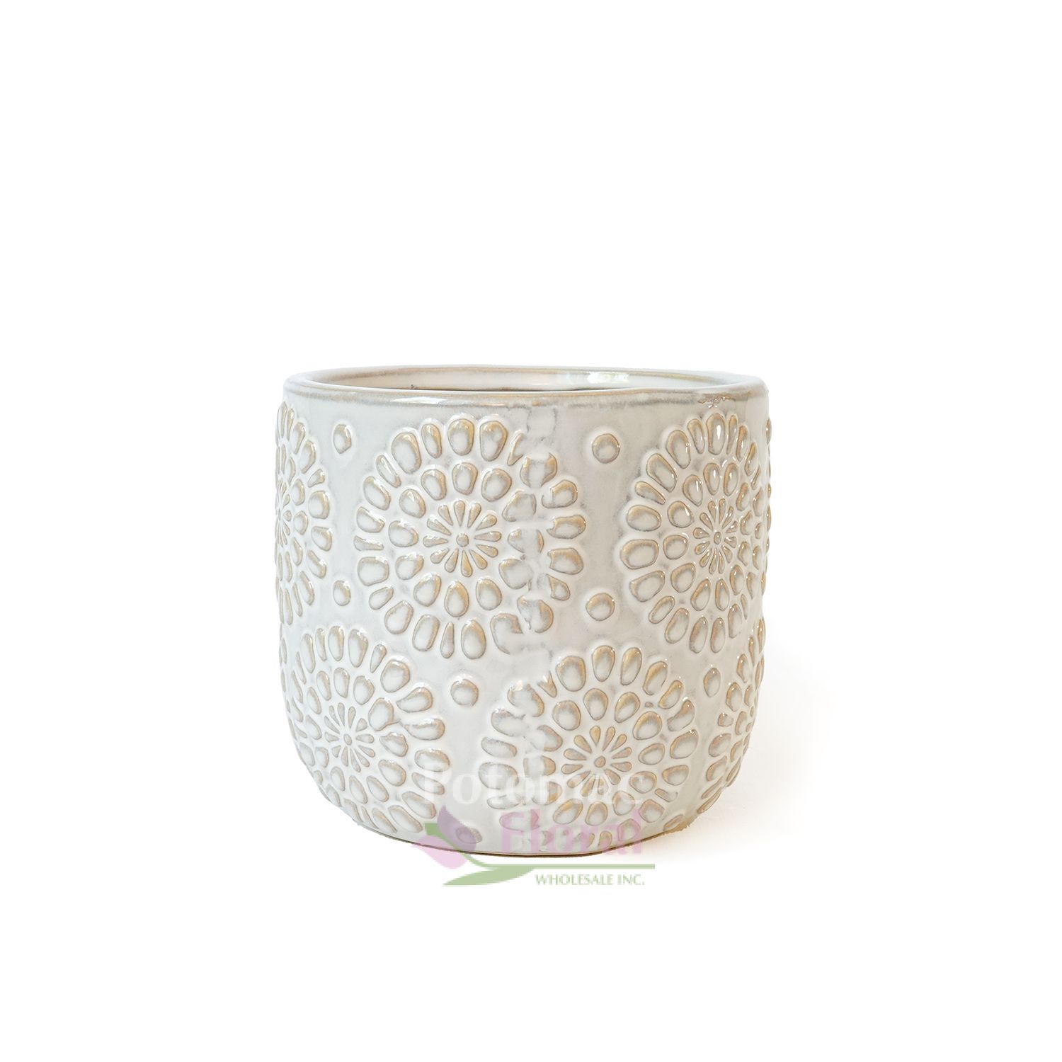 Embossed Gray - White Ceramic Pot - 5.25" Opening - Potomac Floral ...