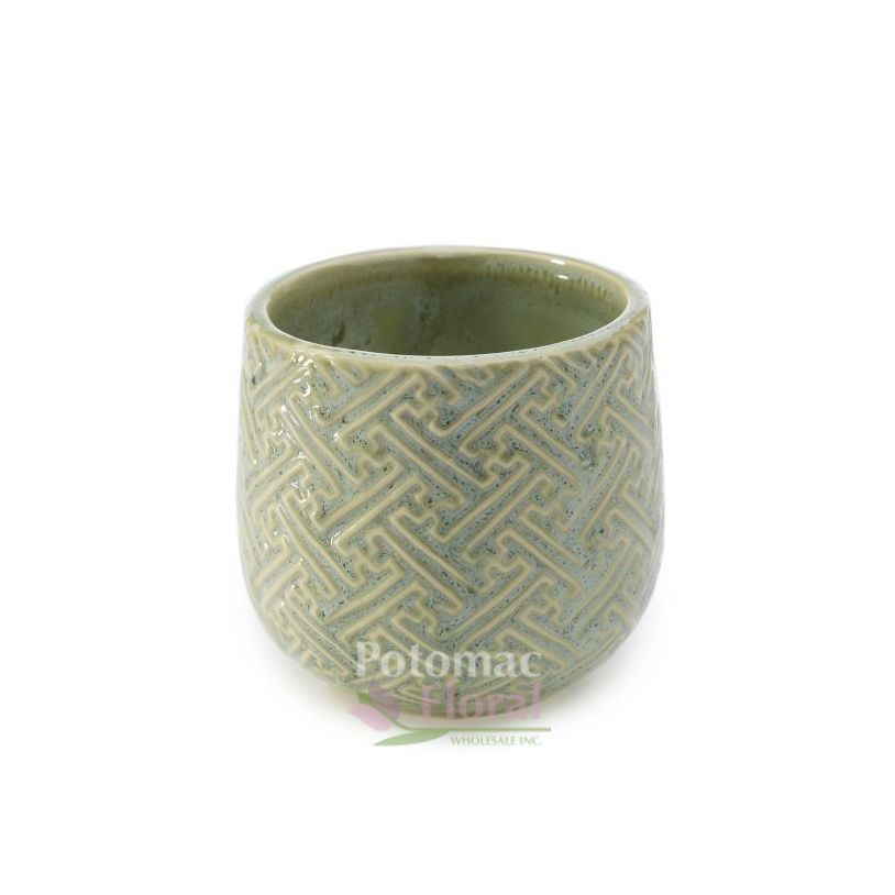Kabasa 3-1/4" x 3-1/4" Seafoam Green Pot - Potomac Floral Wholesale