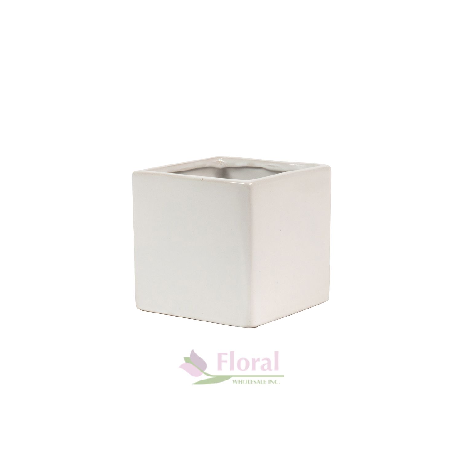 White Ceramic Square Cube 3" Tall x 3" x 3 - Potomac Floral Wholesale