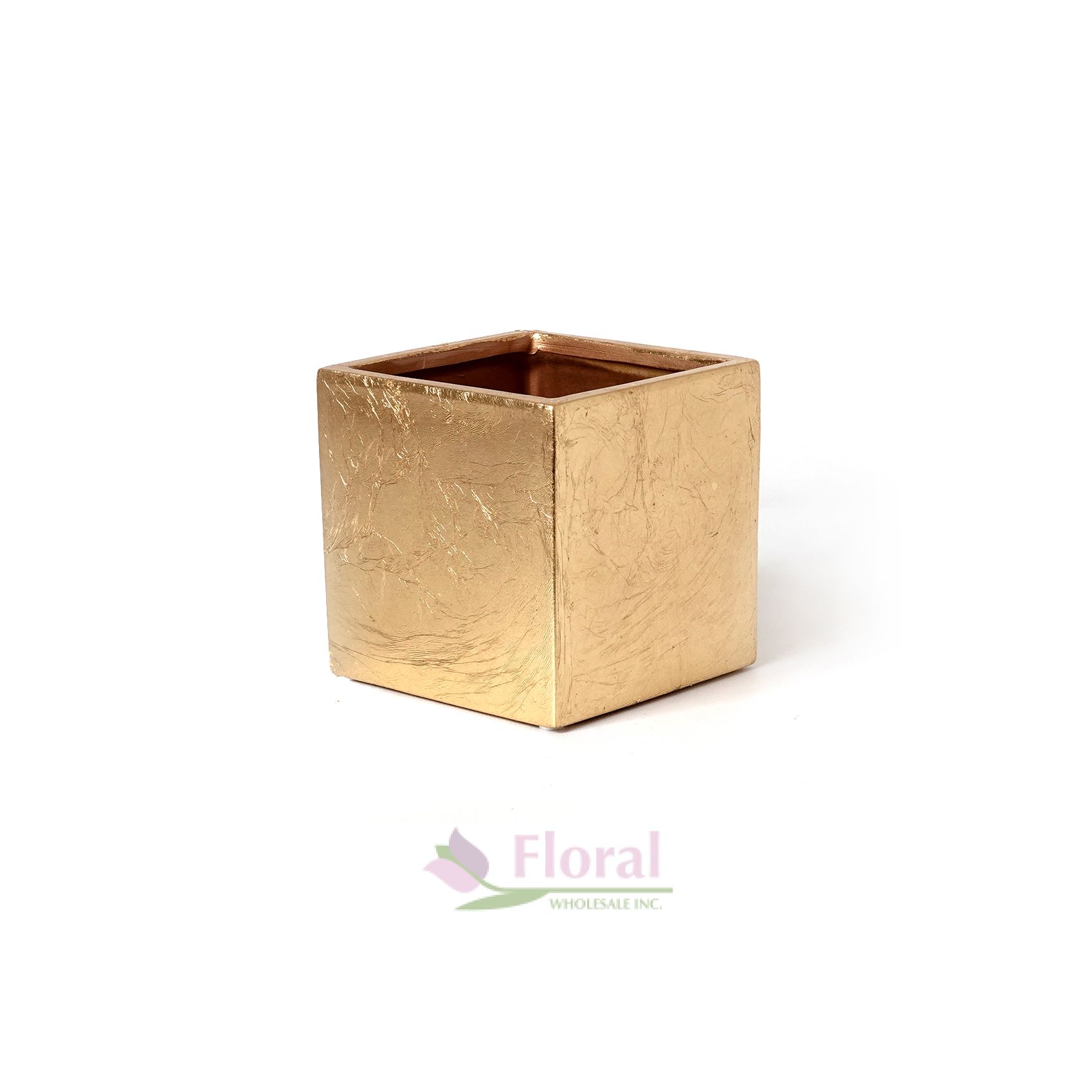 Matte Gold Ceramic Cube 6" Size - Potomac Floral Wholesale