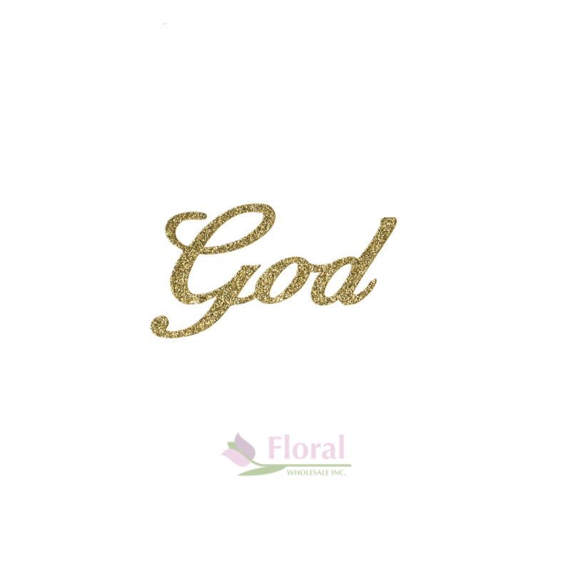 Gold Glitter God Script - Potomac Floral Wholesale
