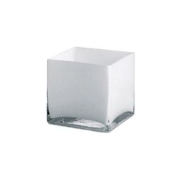White Glass Square Cube 5'' Tall x 5'' x 5 - Potomac Floral Wholesale