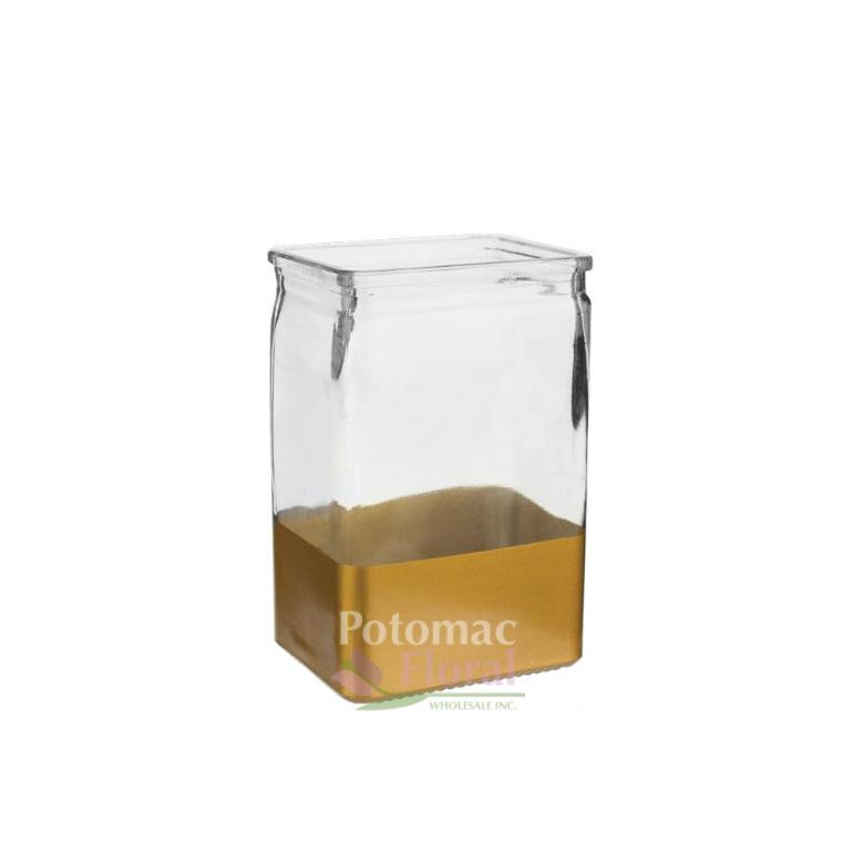 Molded Glass Gold Dip 6" Tall x 3" x 4" Rectangle - Potomac Floral ...