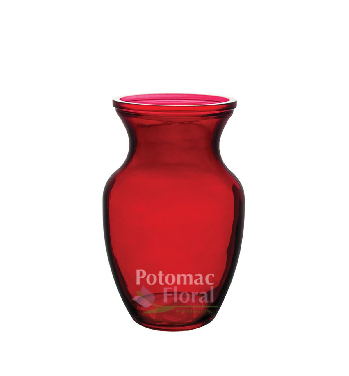 Ruby Molded Rose Vase 8'' Tall x 3-3/4'' Opening - Potomac Floral Wholesale