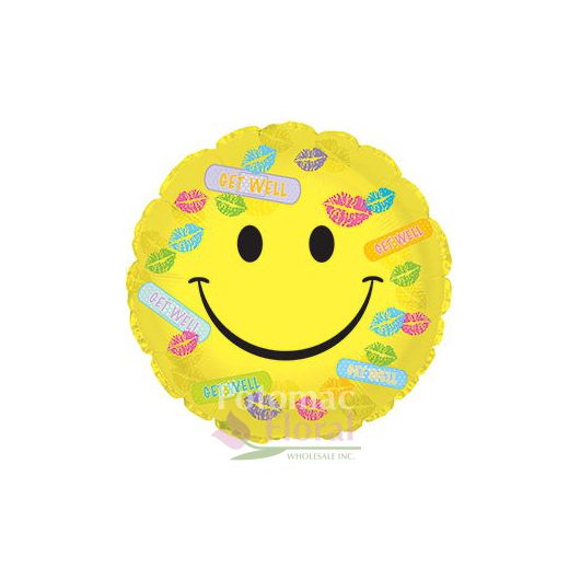 Mylar Balloon 17" - Get Well Smiley with Band Aid - Potomac Floral ...