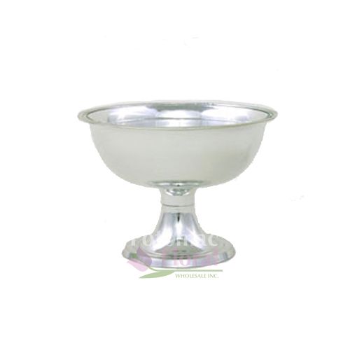 Silver Plastic Round Compote 5 - Potomac Floral Wholesale