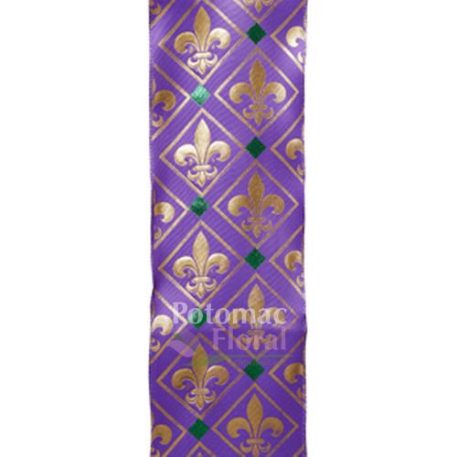 Wired Fleurdelis Purple #40 Ribbon x 10 Yards - Potomac Floral Wholesale