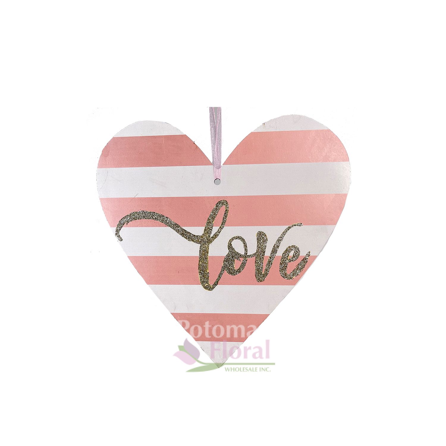 Pink Striped 18" Love Heart - Potomac Floral Wholesale