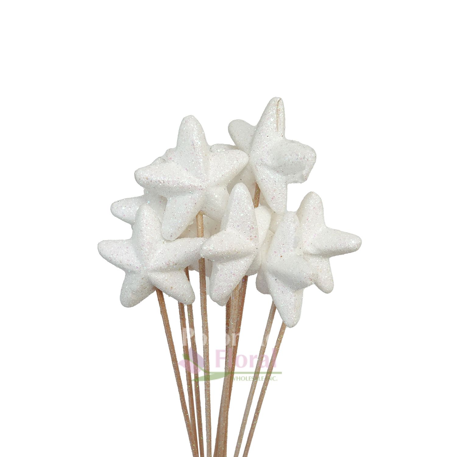 Glitter Styro Star Pick 60mm White - Potomac Floral Wholesale