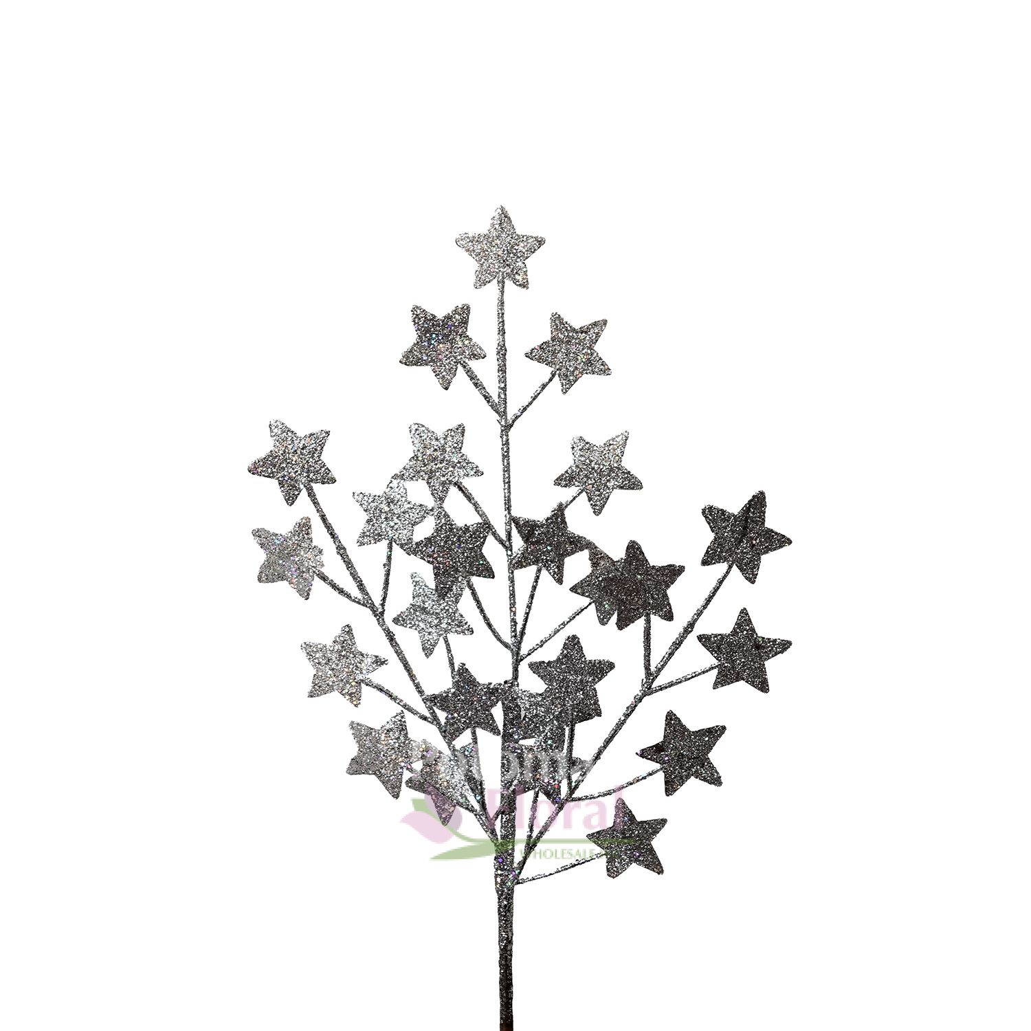 Glitter 20" Star Pick - Silver - Potomac Floral Wholesale
