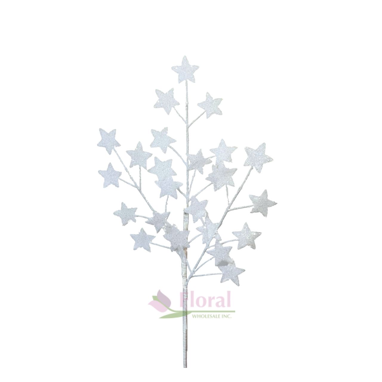 Glitter 20" Star Pick - White - Potomac Floral Wholesale