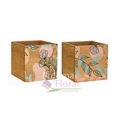 5" Square Cube with Floral Design - Potomac Floral Wholesale